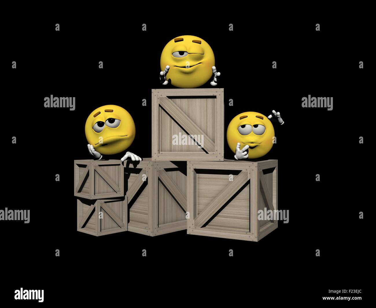 Several wooden boxes with emoticons Stock Photo - Alamy