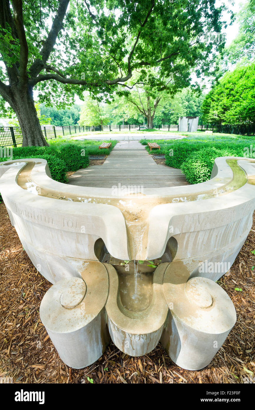 Fountain at Cathedral Labyrinth, New Harmony, IN, USA Stock Photo - Alamy