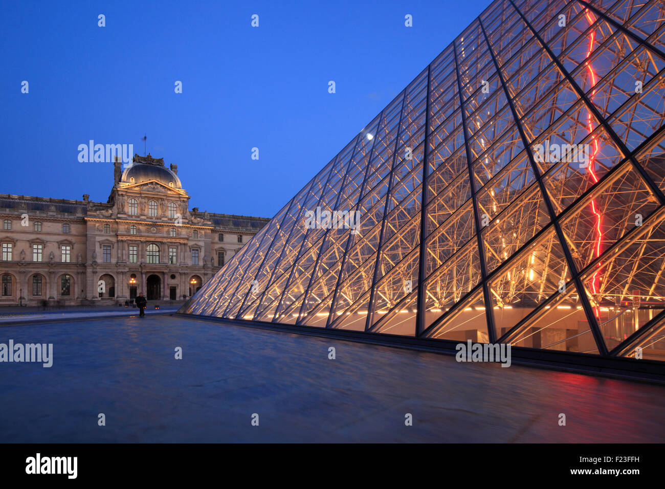 The Louvre Pyramid and Palace by night, Paris, France Stock Photo - Alamy