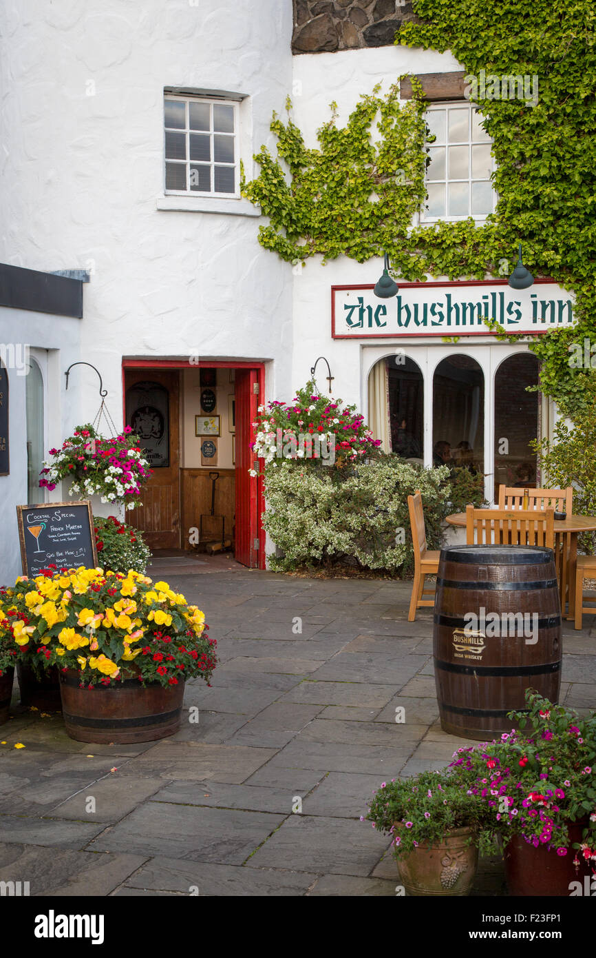Entrance to Bushmills Hotel, Bushmills, County Antrim, Northern Ireland ...