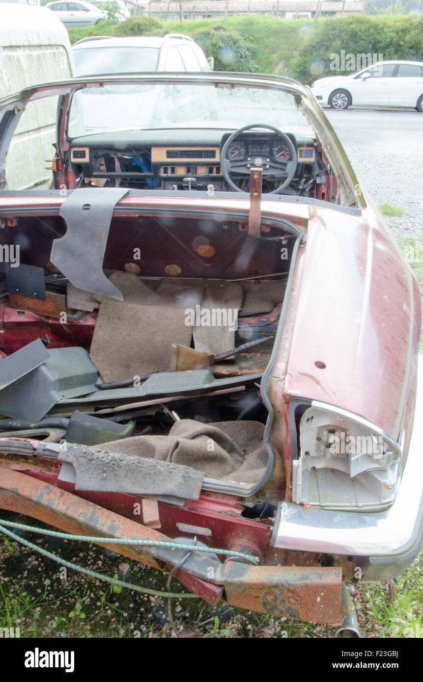Old car body, coachwork, body work and a burgundy car Stock Photo - Alamy