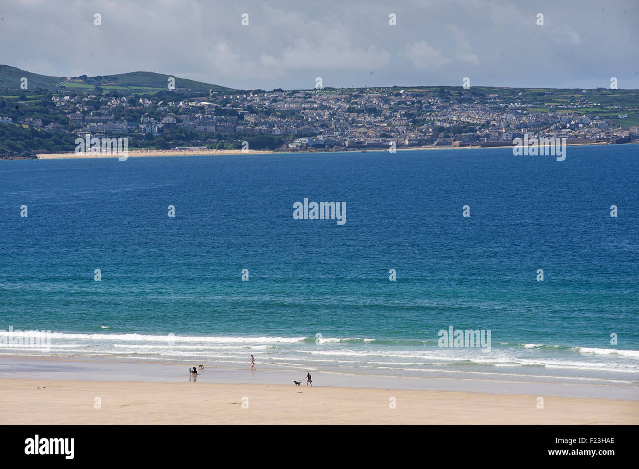Gwithian sands, Cornwall with St Ives beyond. Eng;and, UK Stock Photo ...