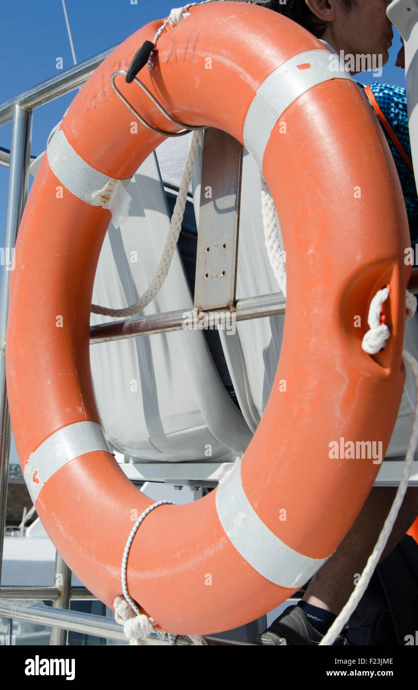Red Buoy on a boat Stock Photo - Alamy
