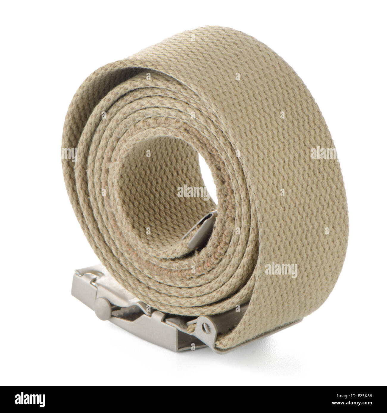 Beige belt on white background Stock Photo - Alamy