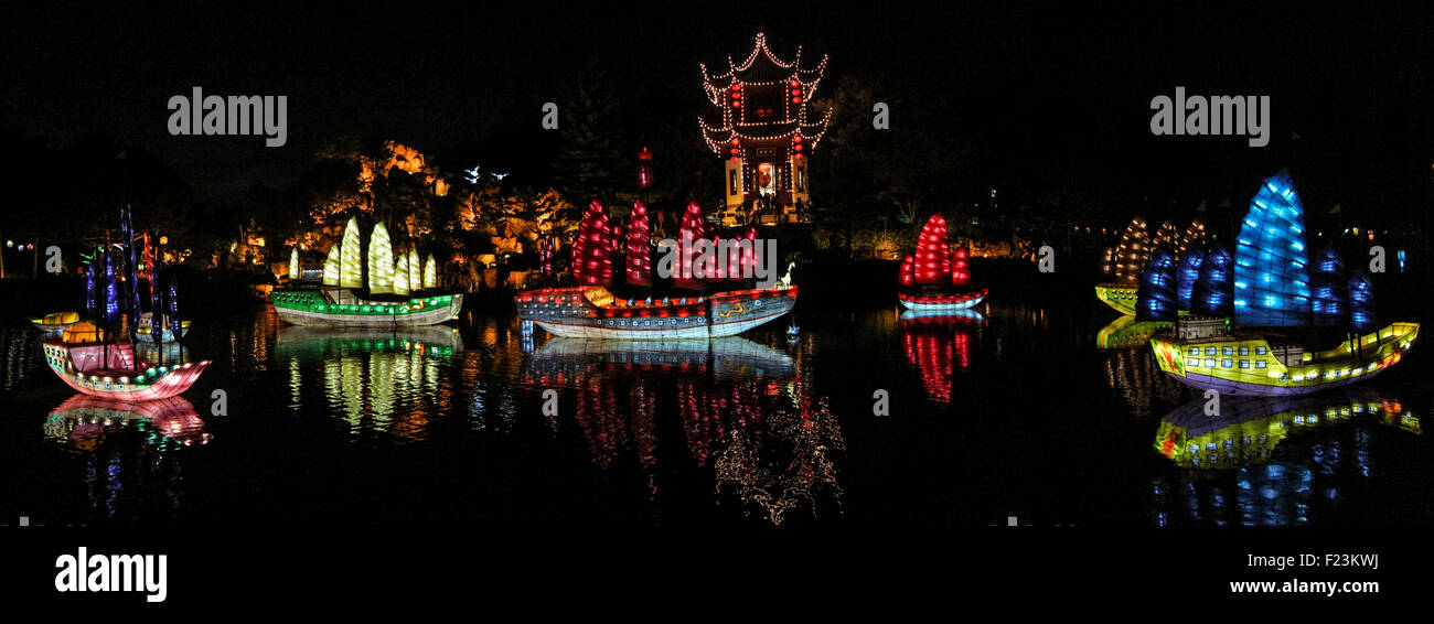 Colorful garden of light at night Stock Photo - Alamy