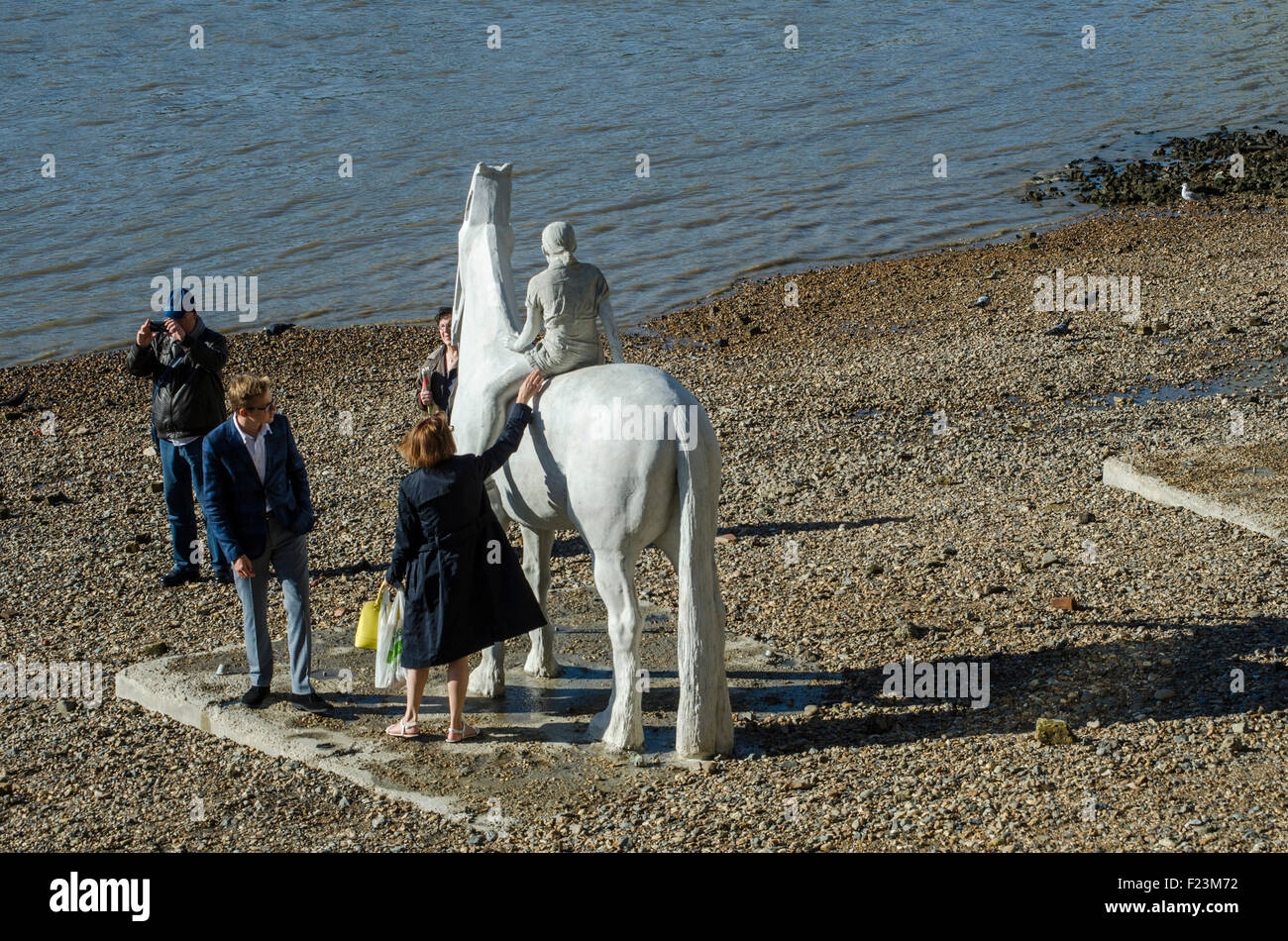 London, UK, 10 September 2015, Horse sculptures in the Thames attract ...