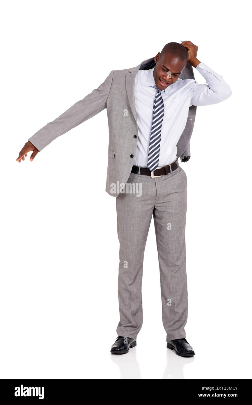 Man putting on coat hi-res stock photography and images - Alamy