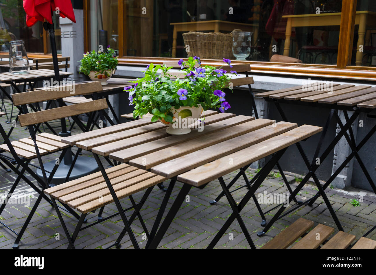 Cafe tables and chairs in The Hague, Netherlands Stock Photo - Alamy