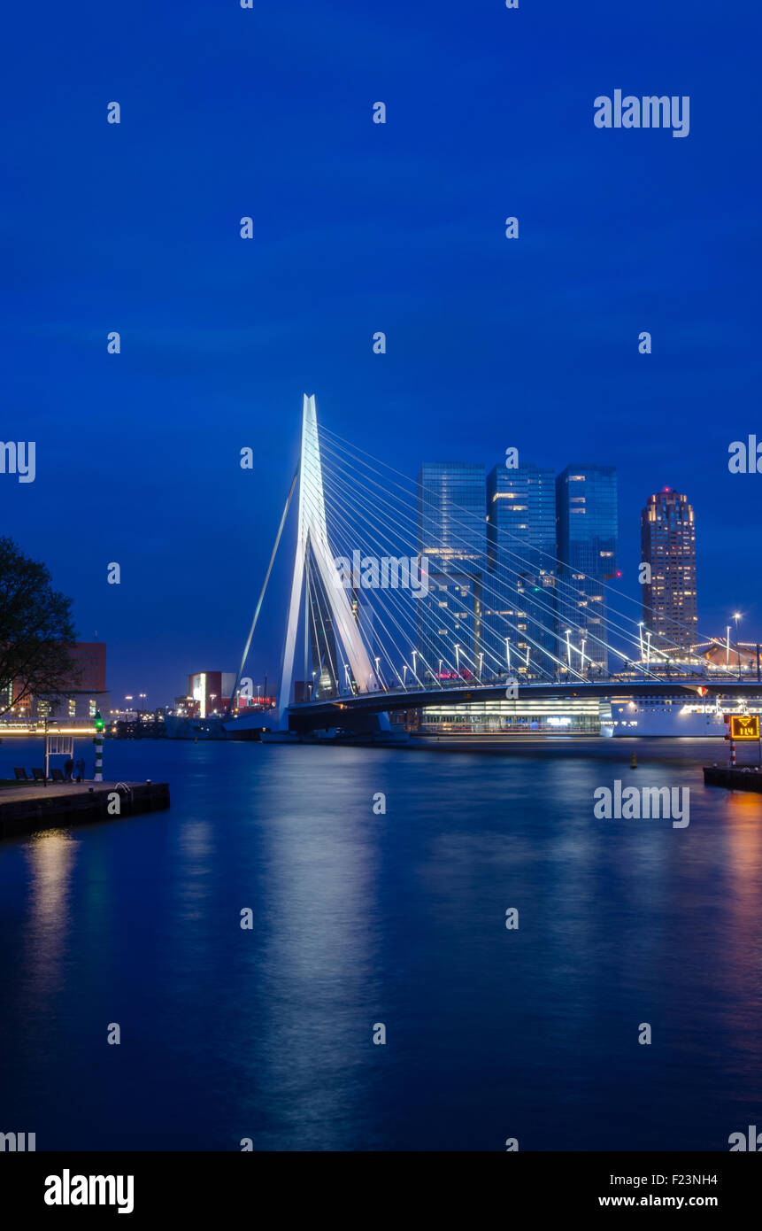 Erasmus Bridge in Rotterdam, Netherlands. Twilight time Stock Photo - Alamy