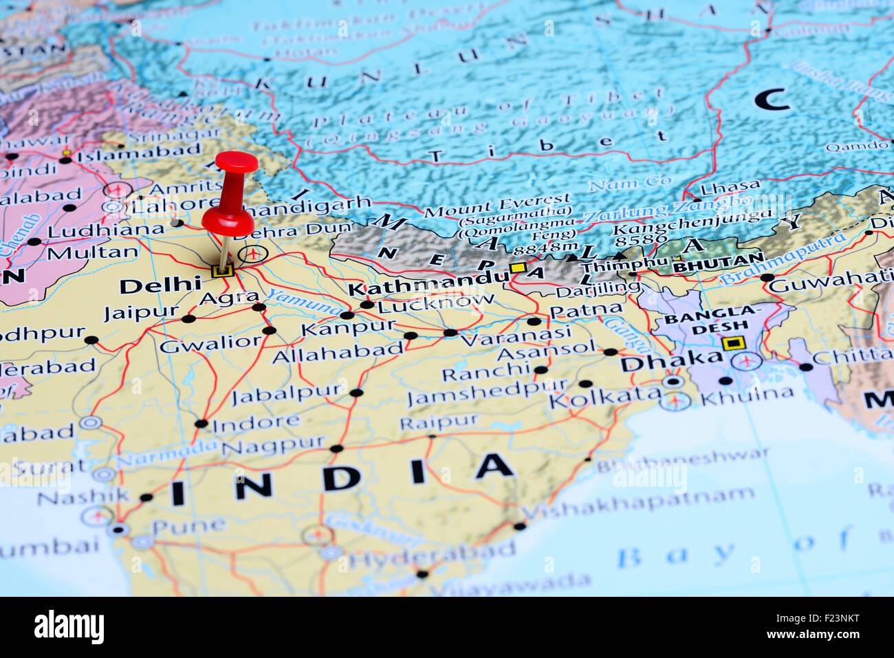 Delhi city pin on map hi-res stock photography and images - Alamy