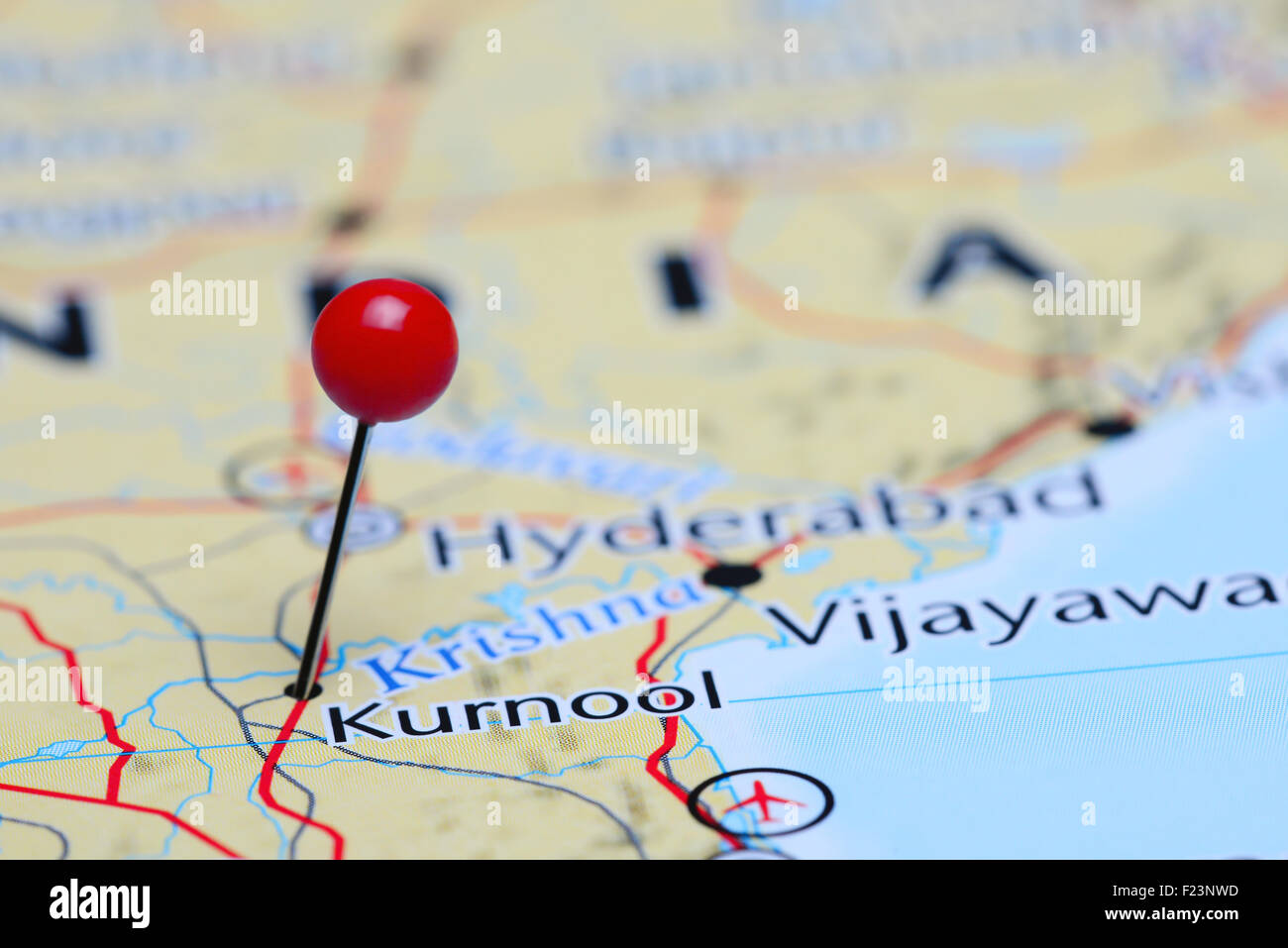 Kurnool pinned on a map of Asia Stock Photo - Alamy