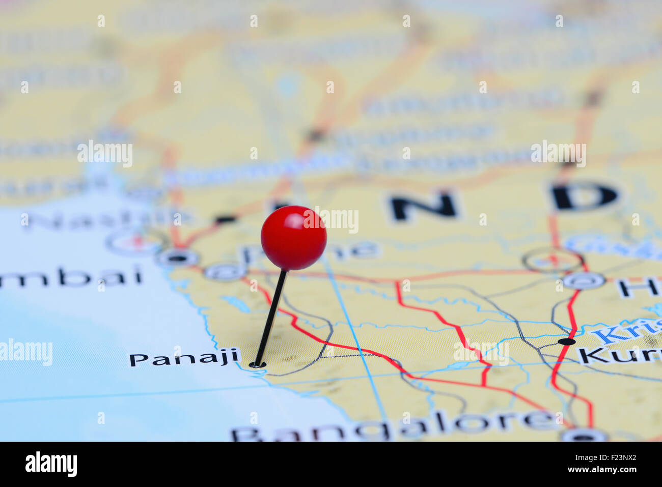 Panaji pinned on a map of Asia Stock Photo - Alamy