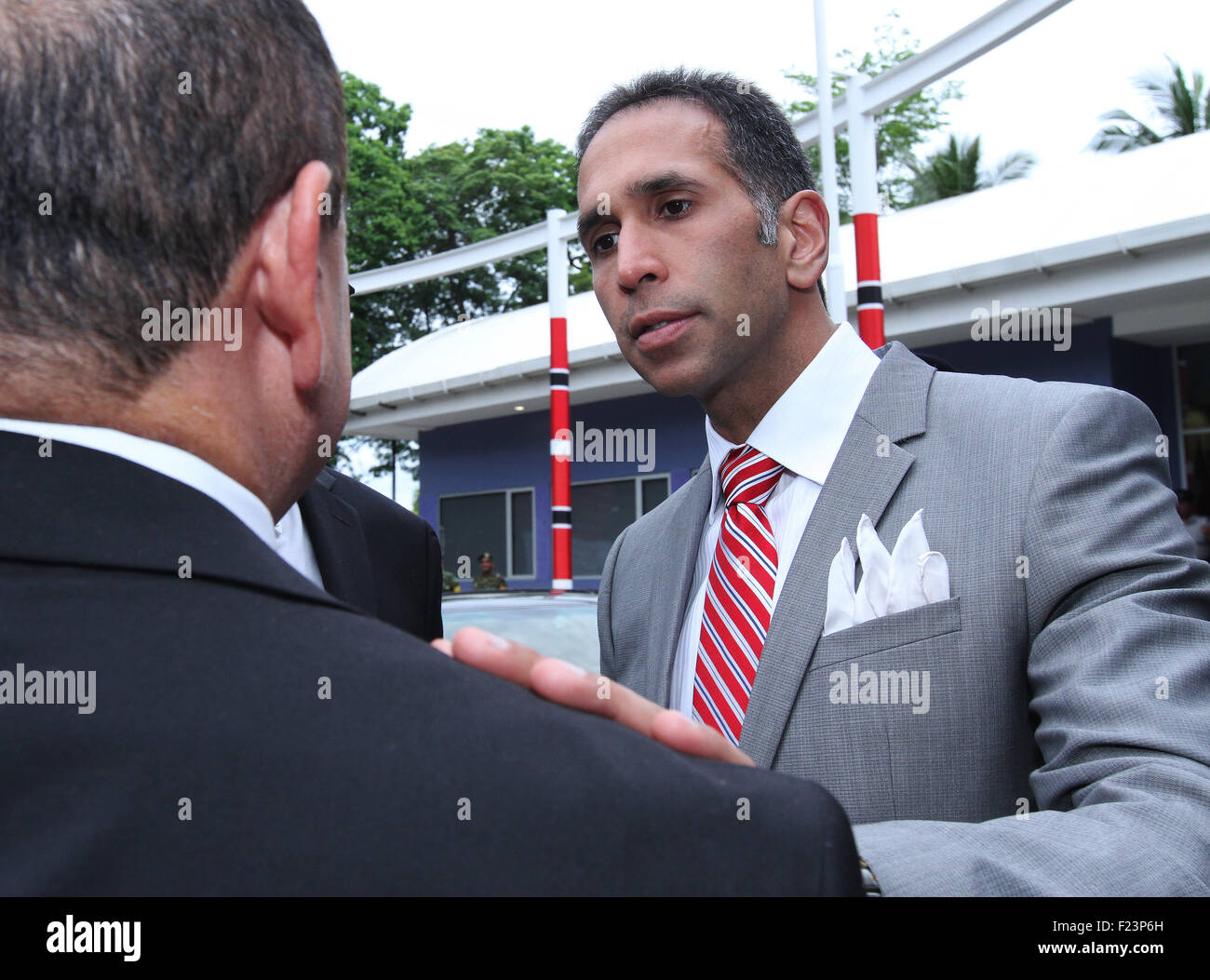 Port of Spain, Trinidad & Tobago. 9th September, 2015. Faris Al-Rawi (R ...