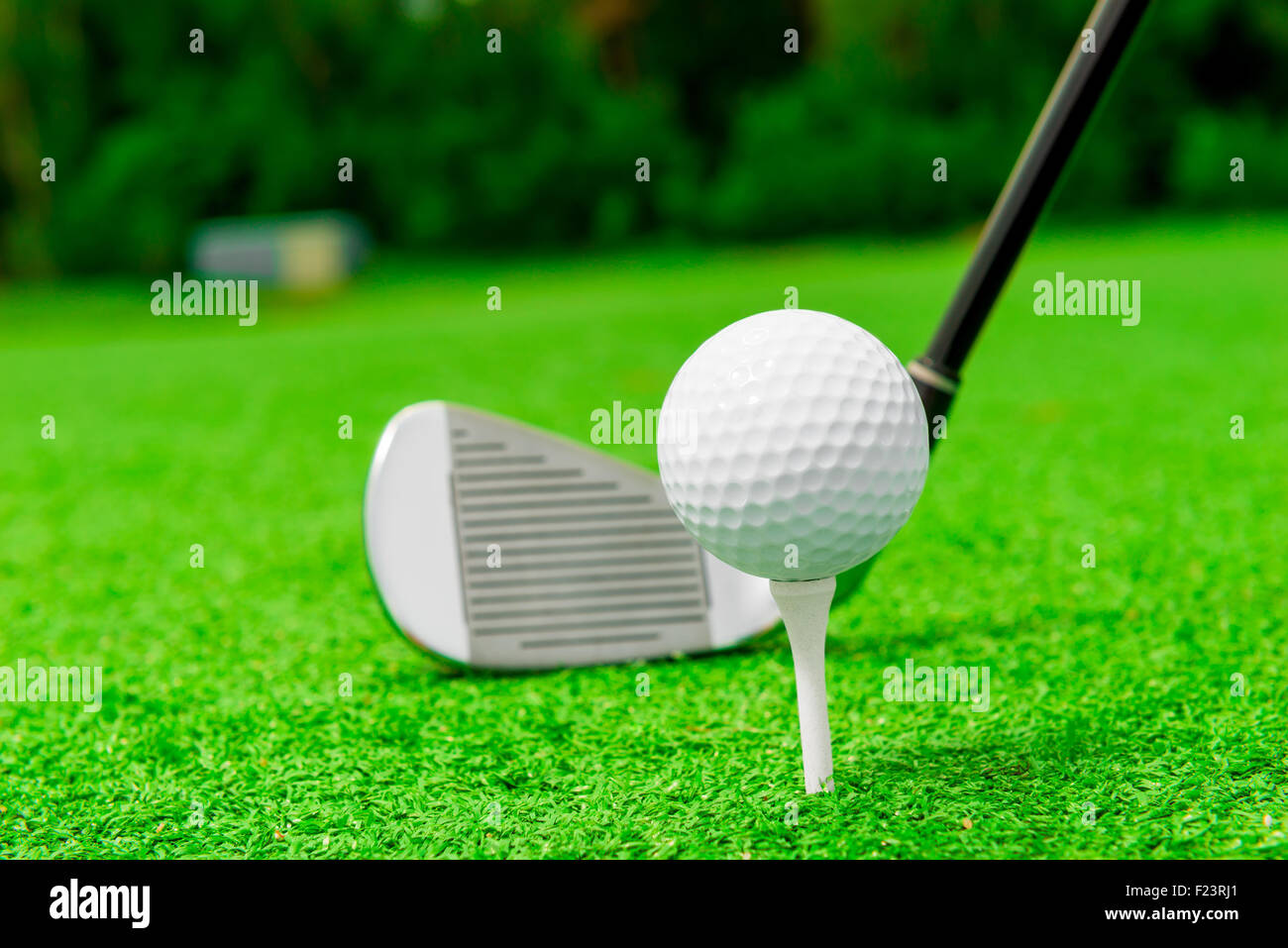 Horizontal shot the putter and golf ball on a lawn Stock Photo - Alamy
