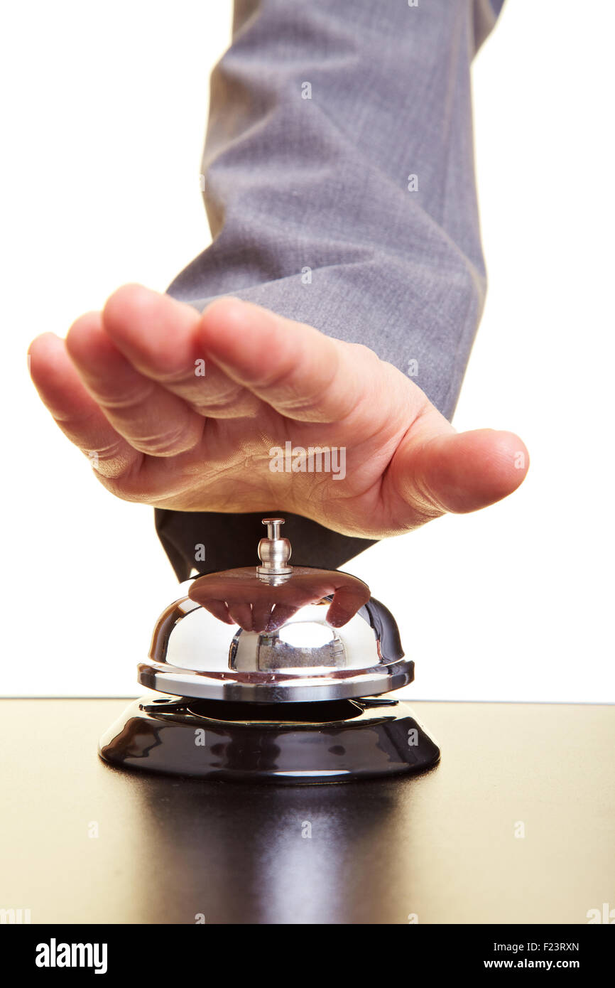 Woman ringing hotel reception bell hi-res stock photography and images ...
