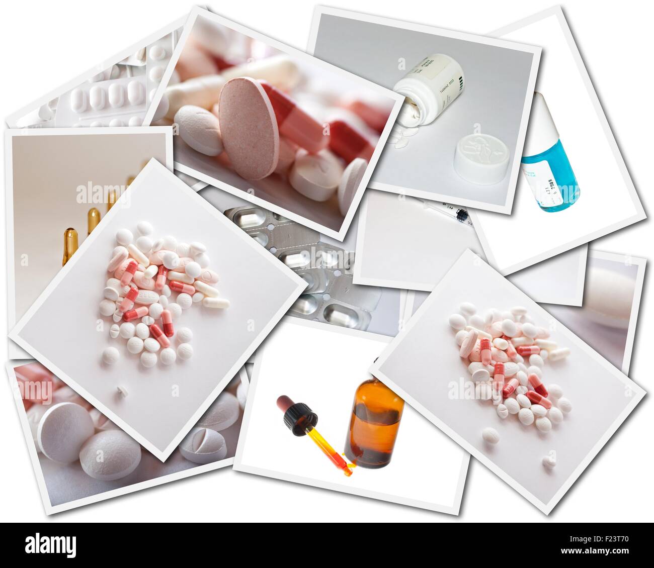 Collages with a lot of medicines photos Stock Photo - Alamy