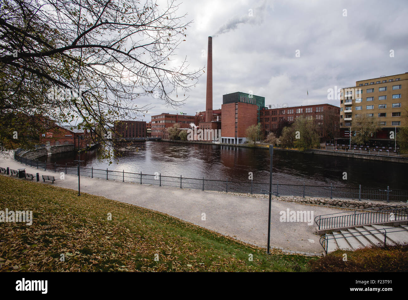 factory, paper mill, Tako Metsa Board, chimney, Tampere, Finland ...