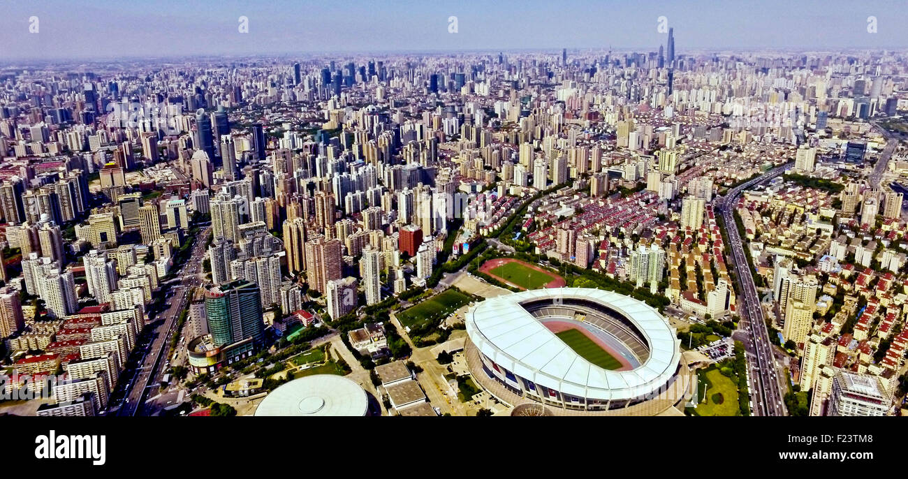 Shanghai. 9th Sep, 2015. Photo taken on Sept. 9, 2015 shows an aerial ...