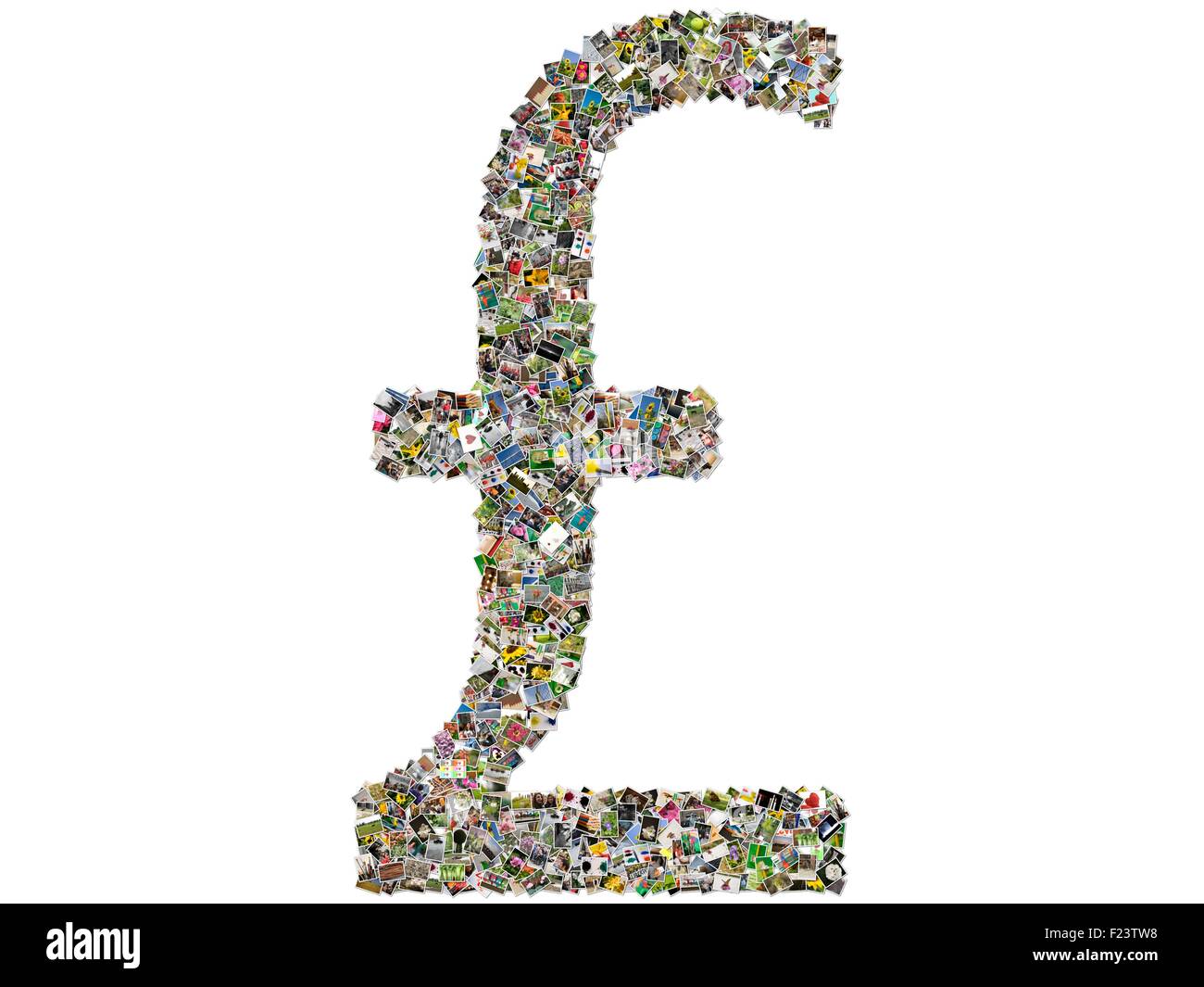 Photo collage of Pound symbol on white Stock Photo - Alamy