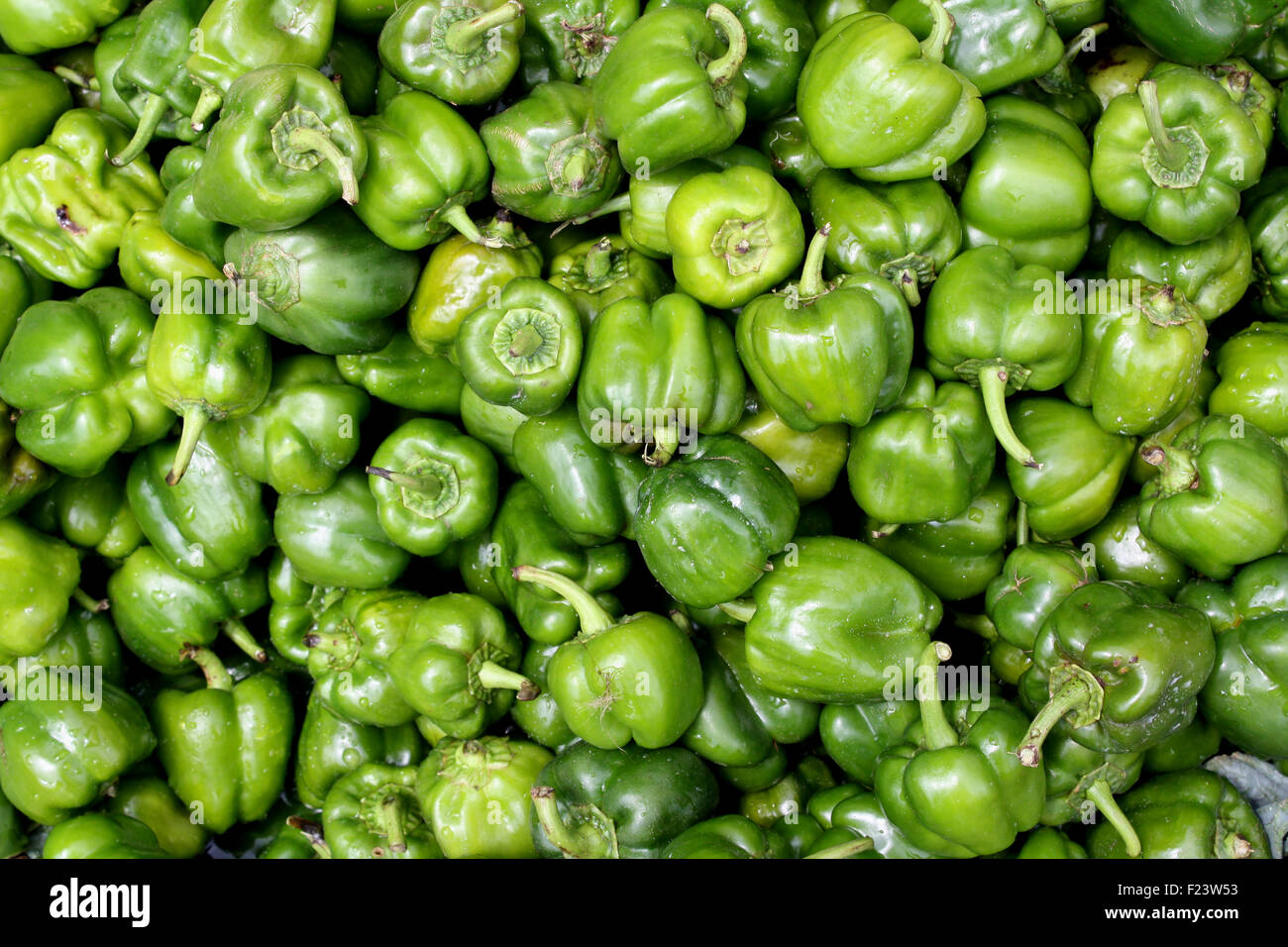 A background of fresh green capsicum/pepper Stock Photo - Alamy