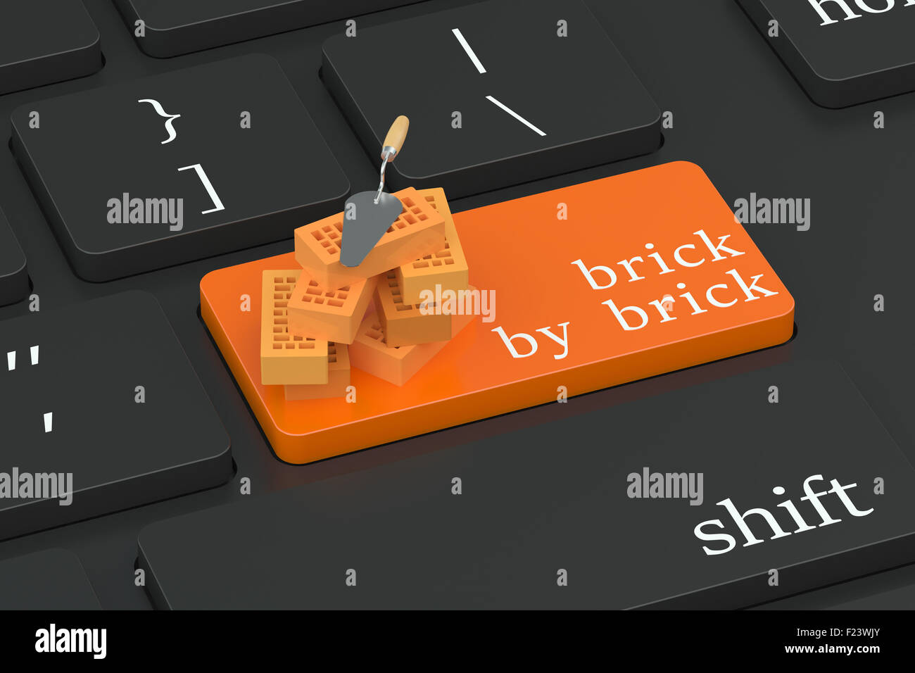 Brick by Brick concept on keyboard button Stock Photo - Alamy