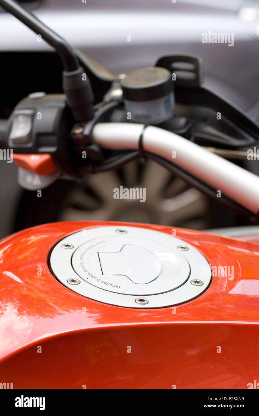 Photo of a red Motorcycle tank Stock Photo - Alamy