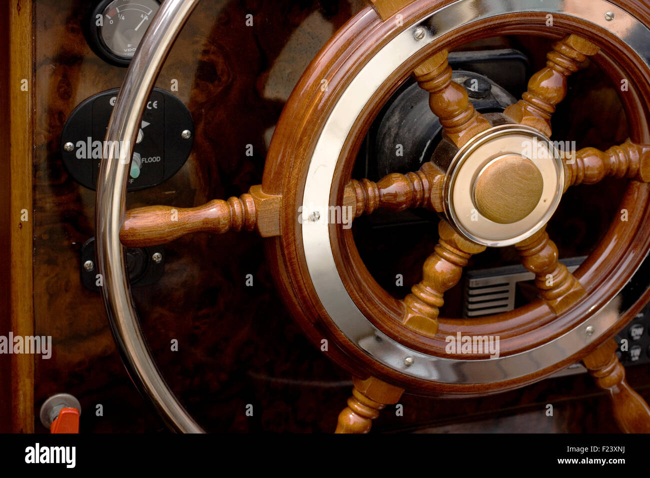 Wooden boat helm hi-res stock photography and images - Alamy