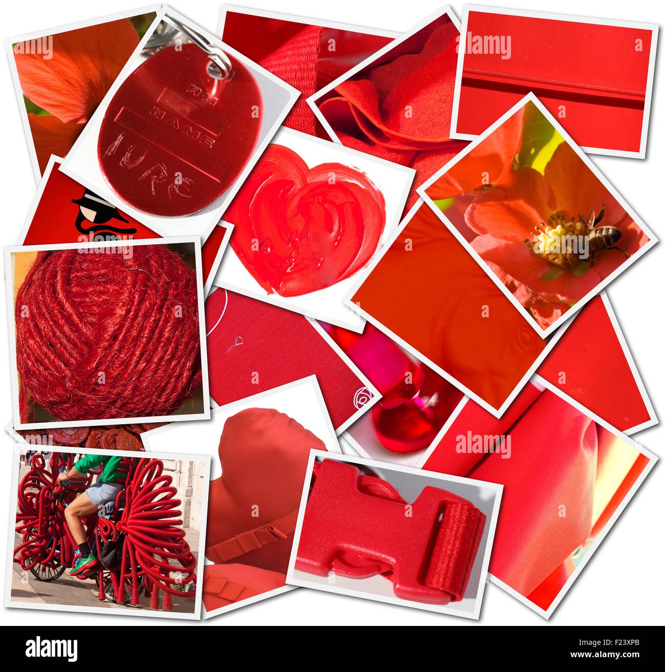 Photo's collage with red objects Stock Photo - Alamy