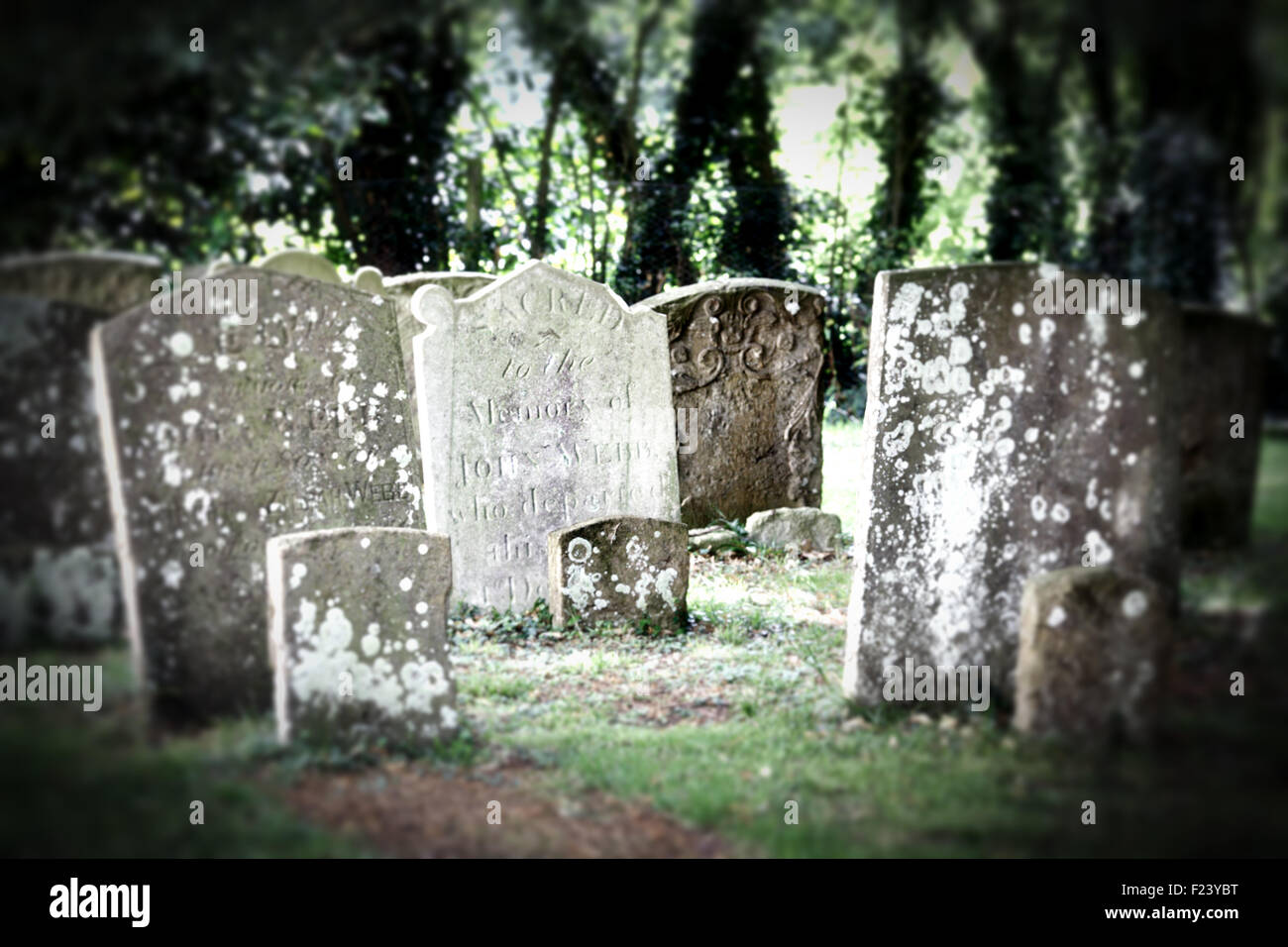 Stone Gravestones in a graveyard Stock Photo - Alamy