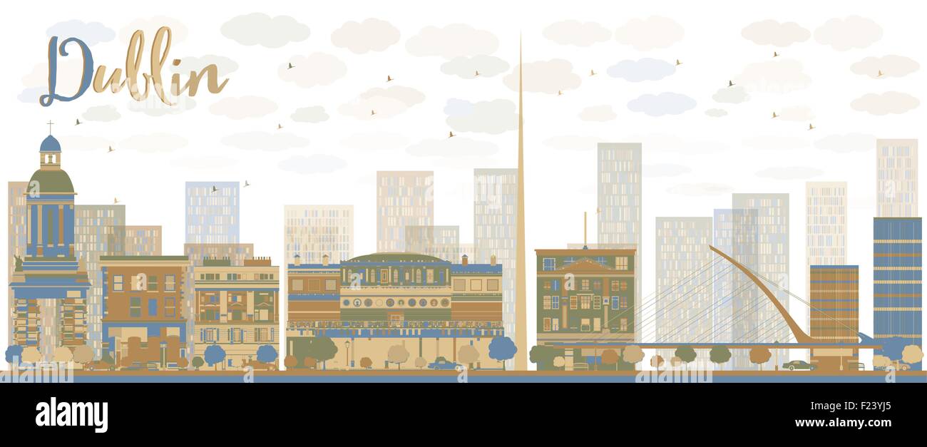 Abstract Dublin Skyline with Color Buildings, Ireland. Vector ...