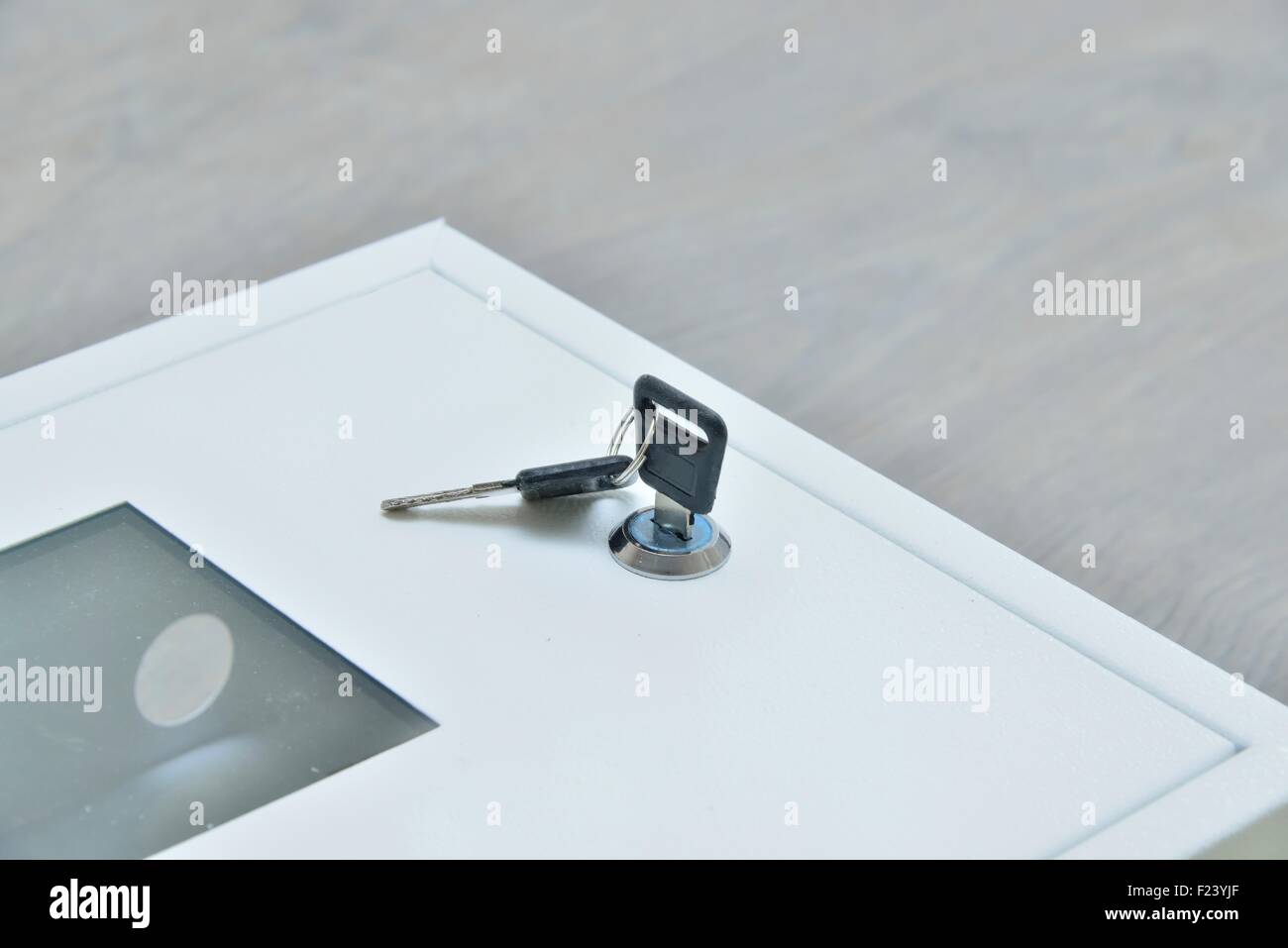 electric switchboard protection ( white box with key Stock Photo - Alamy