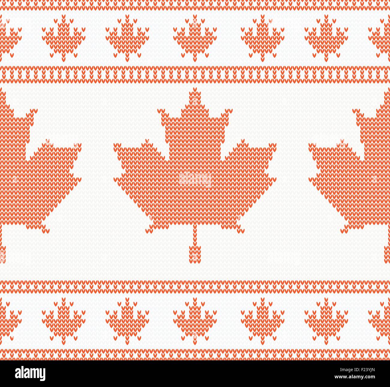 Autumn Seamless knitted texture with red maple leaf. Vector illustration Stock Vector Image ...