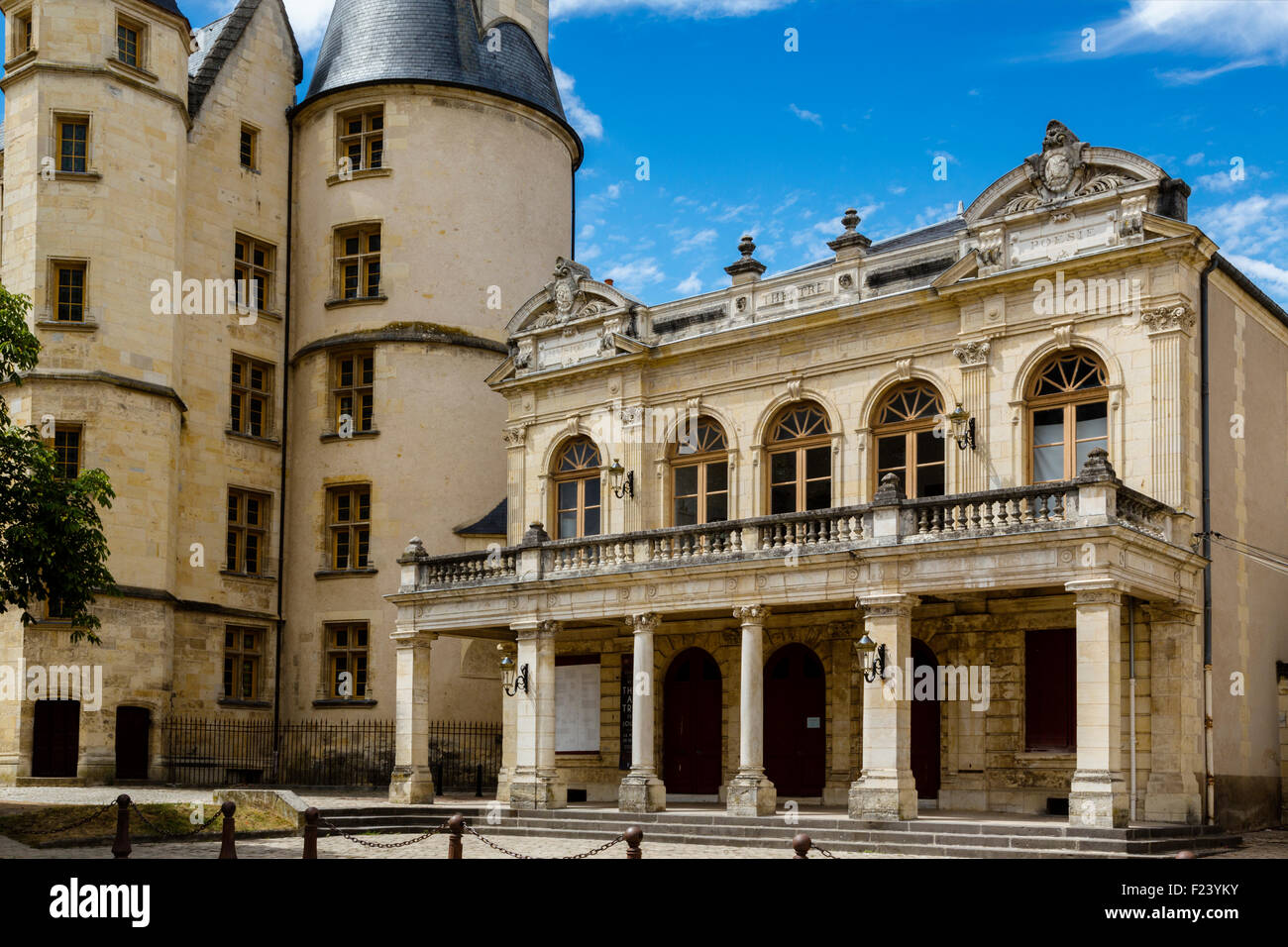 The theater and the Palace of the Dukes, Nevers, Nievre, France Stock ...