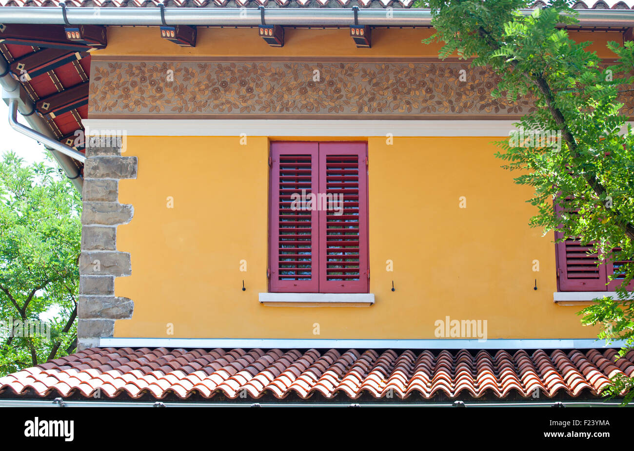 Window in a yellow house, Trieste Stock Photo - Alamy
