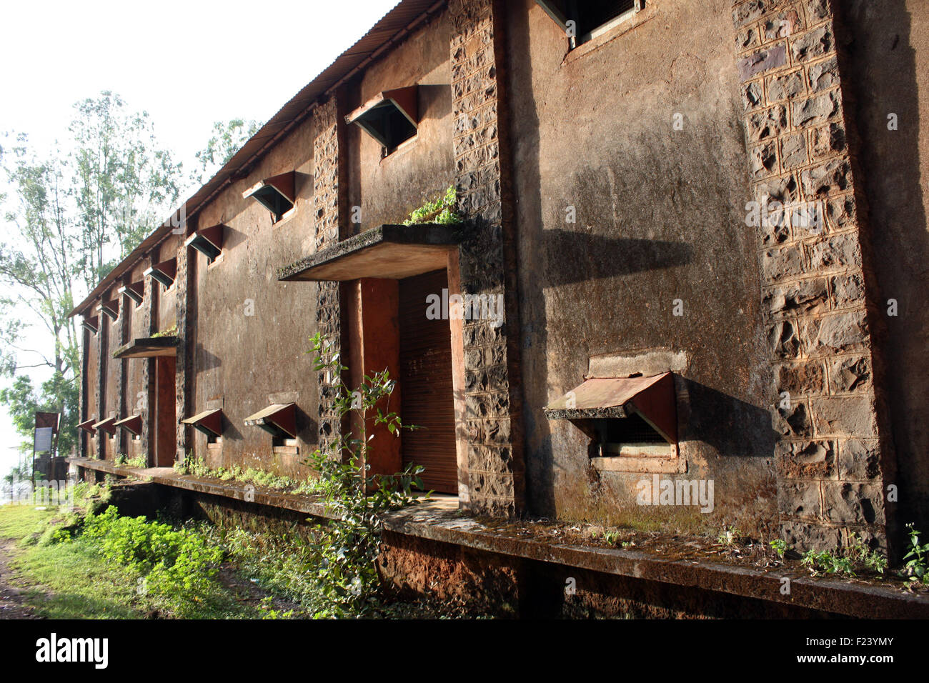 A view of the architecture of an old abandoned mill building Stock ...