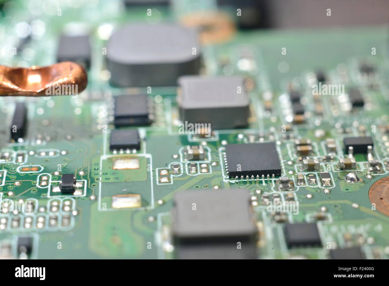 Anatomy of computer equipment (green microcircuit Stock Photo - Alamy