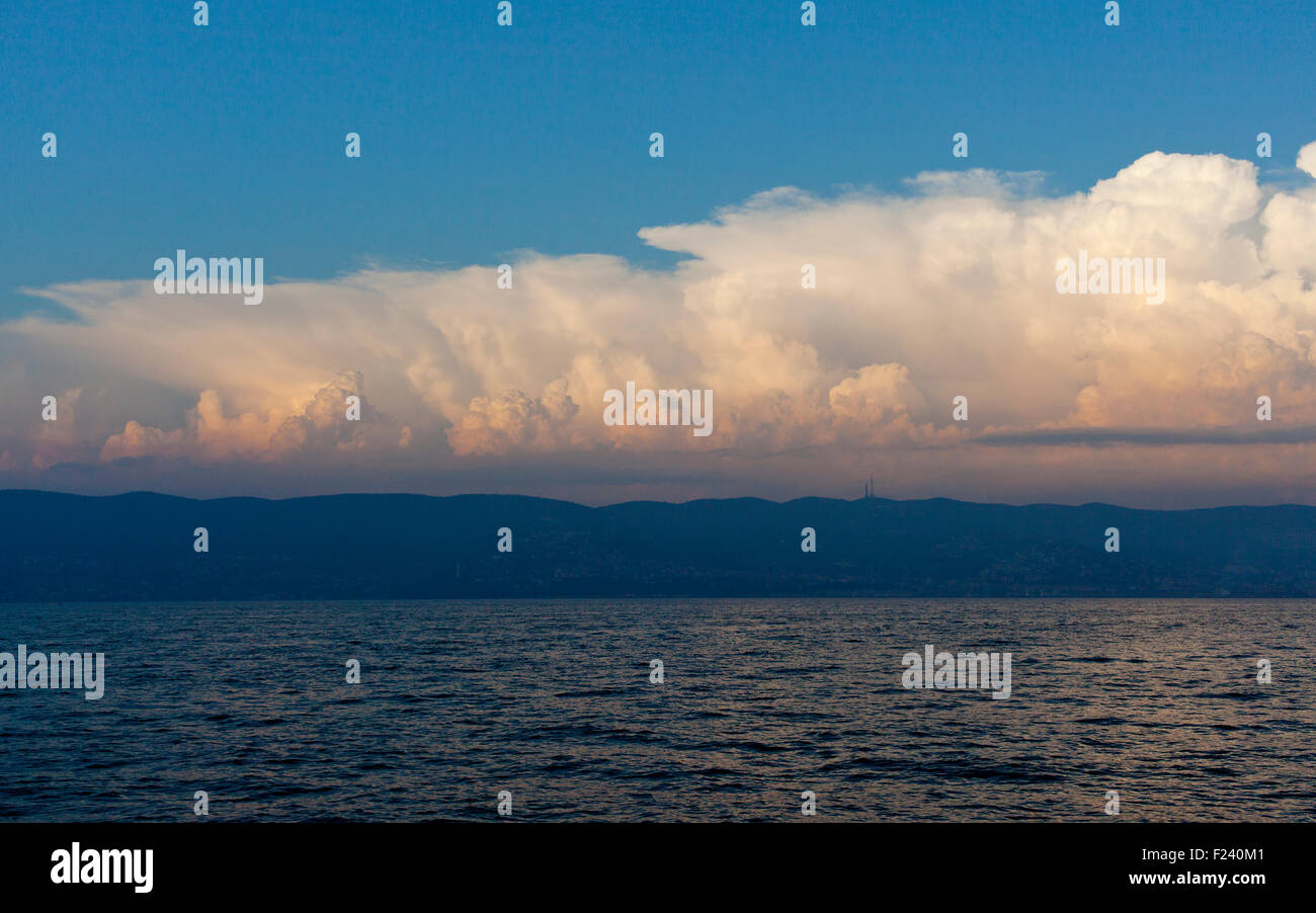 Cloudy sky on the sea at sunset Stock Photo - Alamy