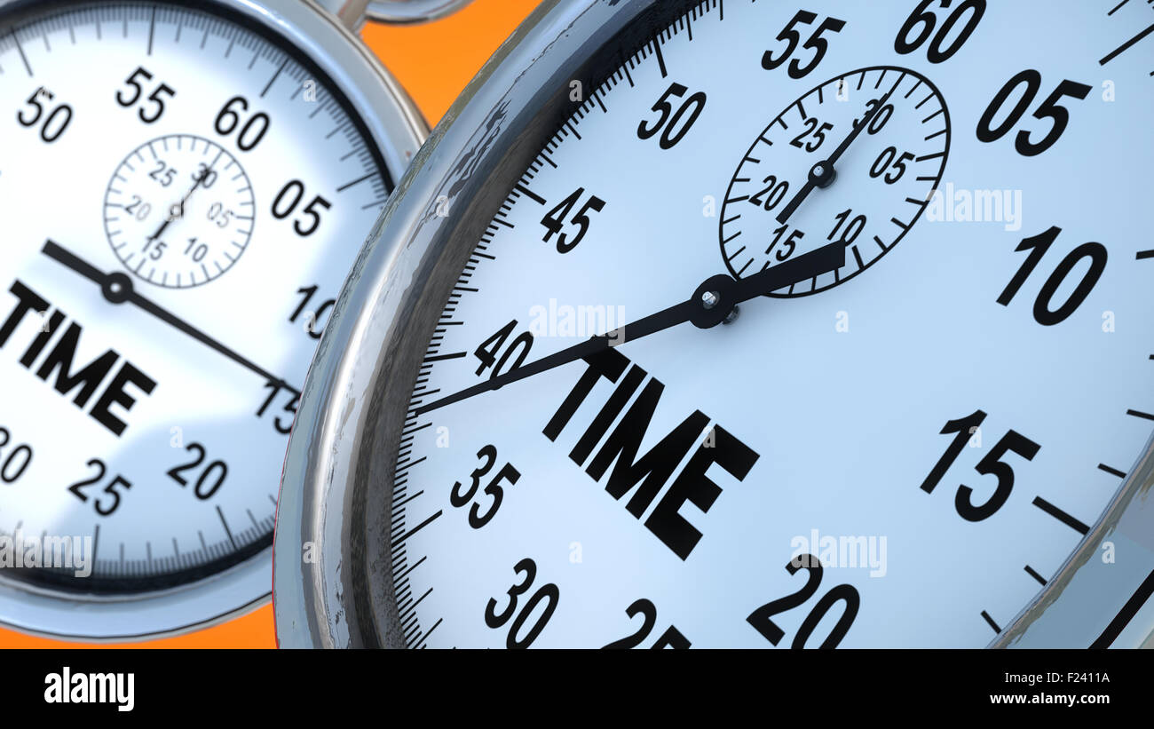 Stopwatch and time text Stock Photo - Alamy