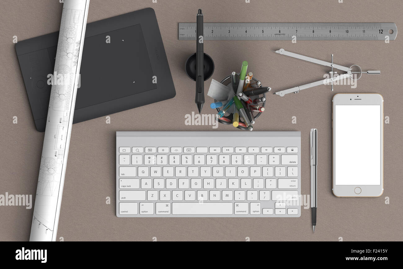 Keyboard, mobile and desktop accessories Stock Photo - Alamy