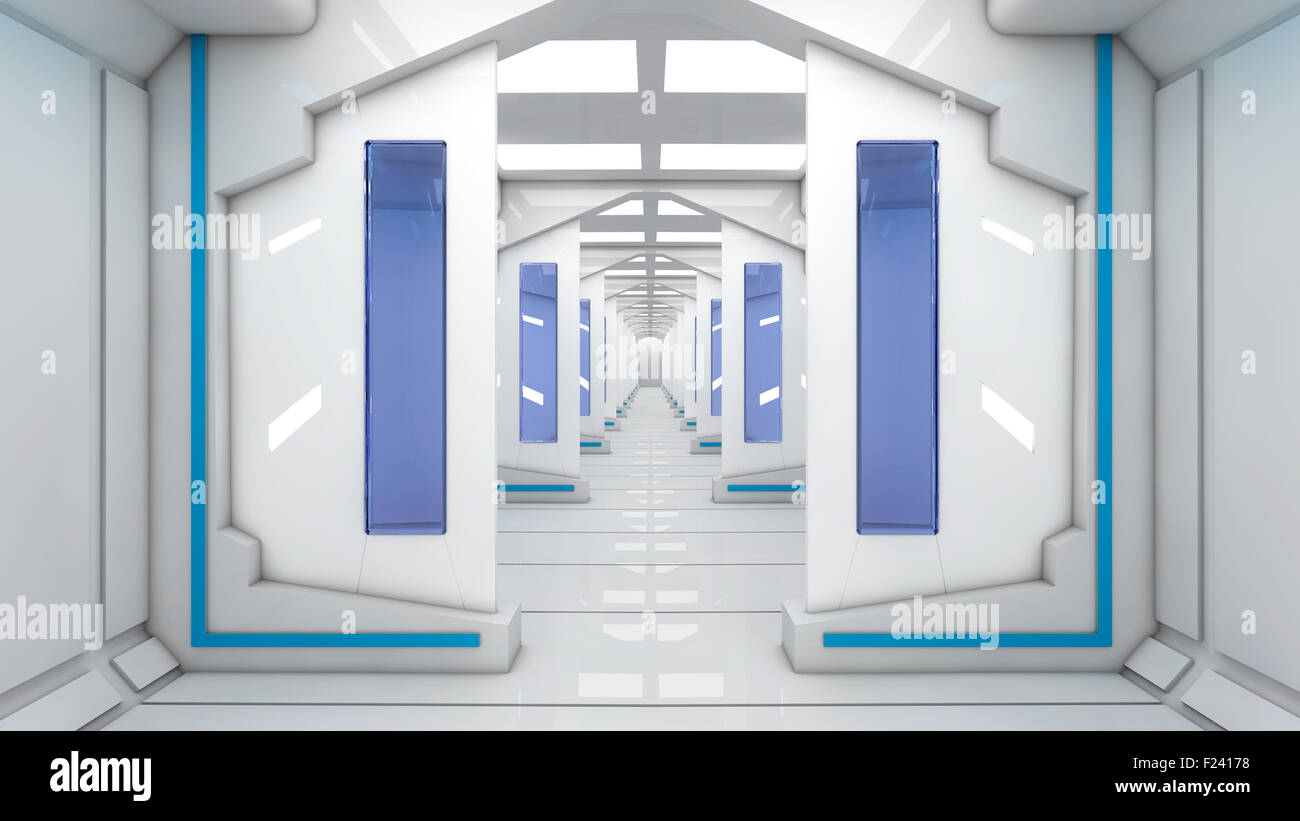 Futuristic corridor science fiction Stock Photo - Alamy
