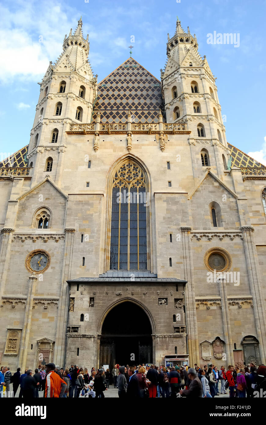Vienna, Austria. St. Stephen's Cathedral. Romanesque Towers on the west ...