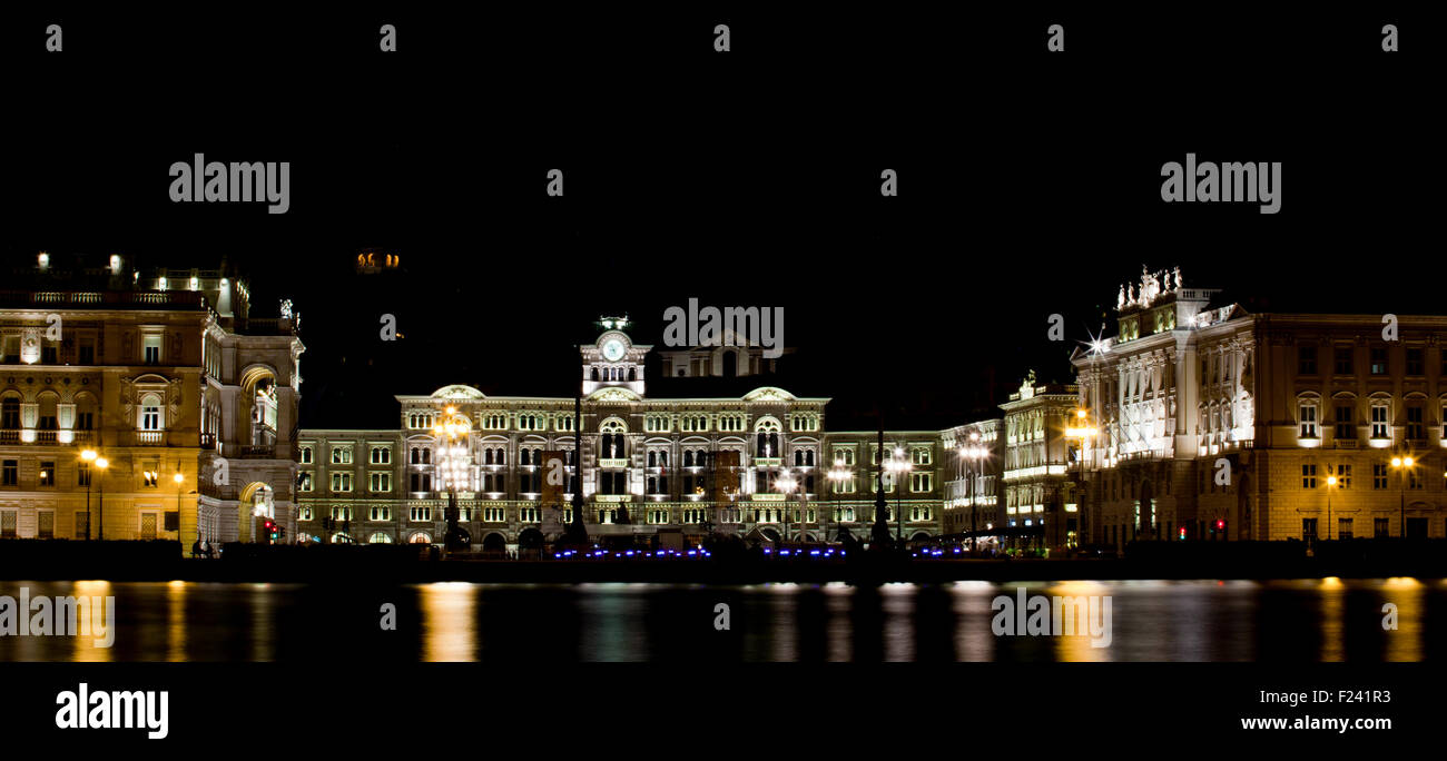Night view of Piazza unità d'Italia, Trieste Stock Photo - Alamy