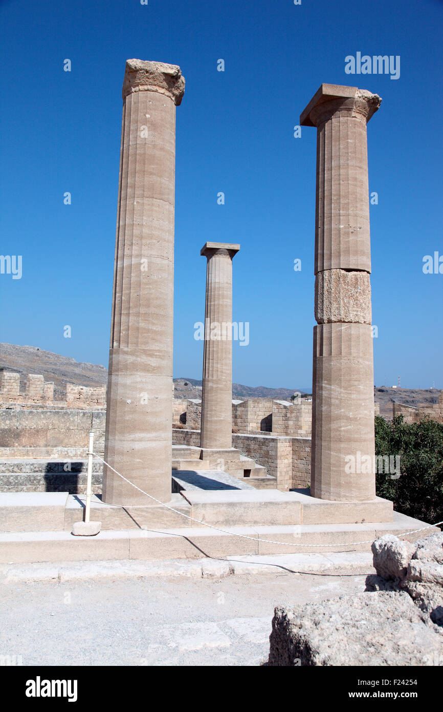 Lindos Acropolis pillars Rhodes Stock Photo - Alamy