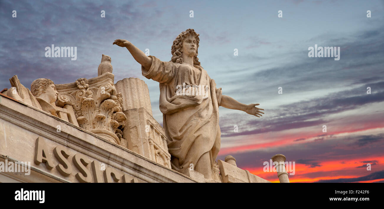 Statue on the sky background, Trieste. Italy Stock Photo - Alamy