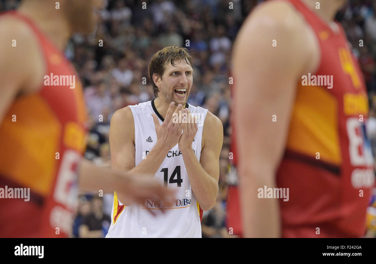 Berlin, Germany. 10th Sep, 2015. Germany's Dirk Nowitzki reacts after ...