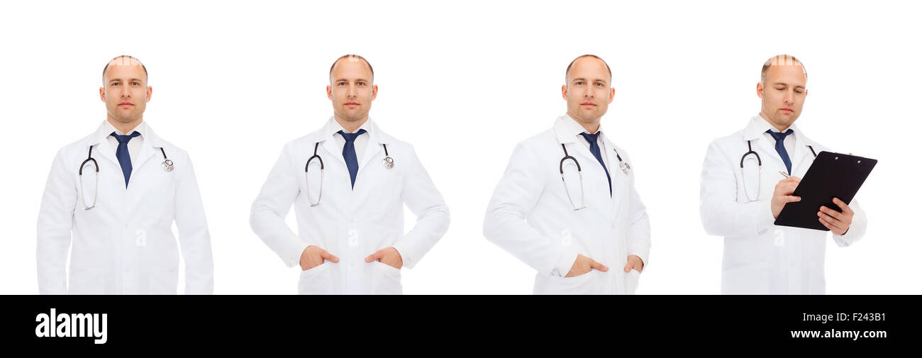 happy doctors with clipboard and stethoscope Stock Photo - Alamy