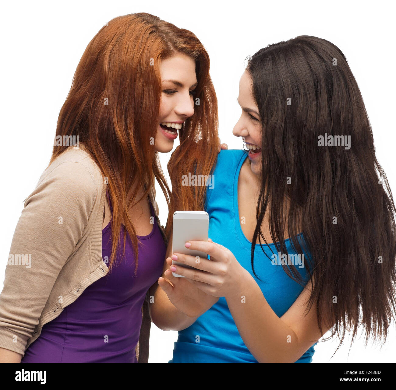 Two happy beautiful teen girls hi-res stock photography and images - Alamy