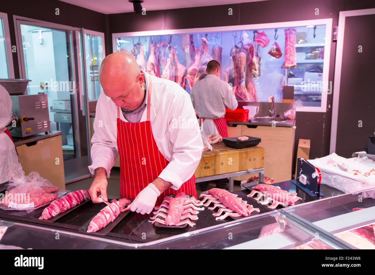 The butchers counter in the farm shop at the new Gloucester Service ...
