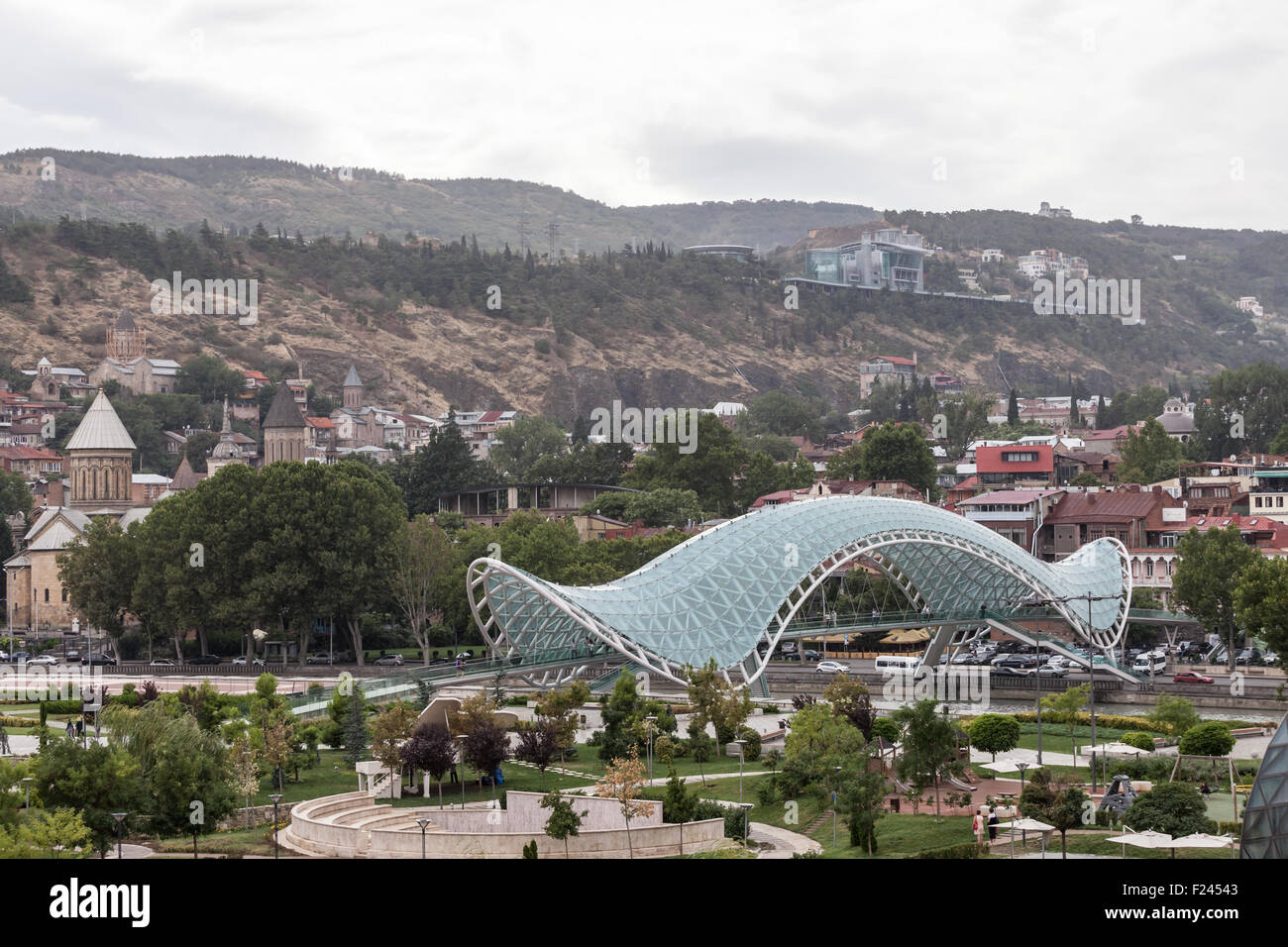 Tbilisi,Georgia- SEPTEMBER 8,2015: The peace bridge in Tbilisi ...
