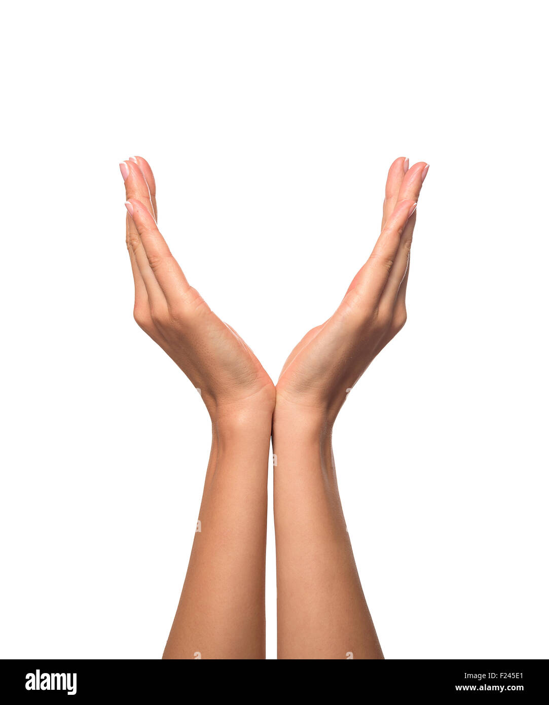 Female hands white open hi-res stock photography and images - Alamy